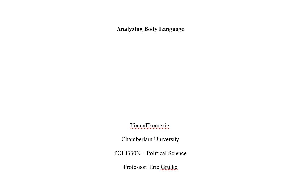 (Answered) POLI330N Week 3 Assignment: Analyzing Body Language - Scol Tutorials