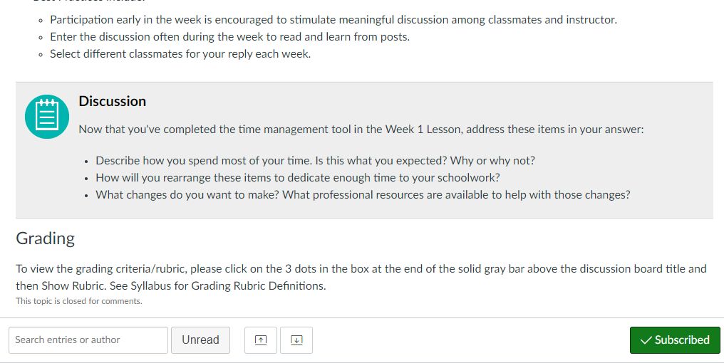 (Answered) NR351 Week 1 Discussion: Time Management as an Online ...