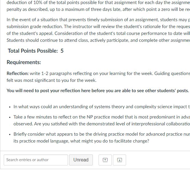 (Answered) NR500NP Week 5: Reflection on Learning -systems theory - Scol Tutorials