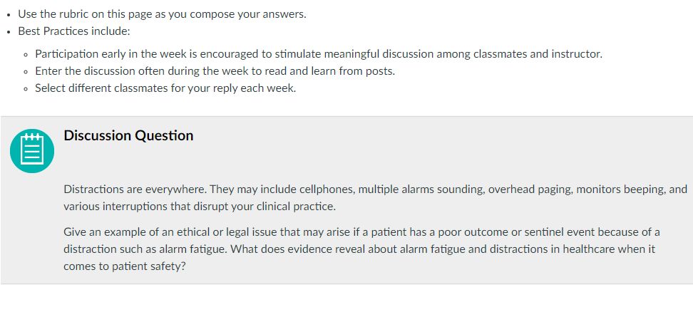 (Solution) NR361 Week 6 Discussion: Distractors in our Environments (graded) - Scol Tutorials