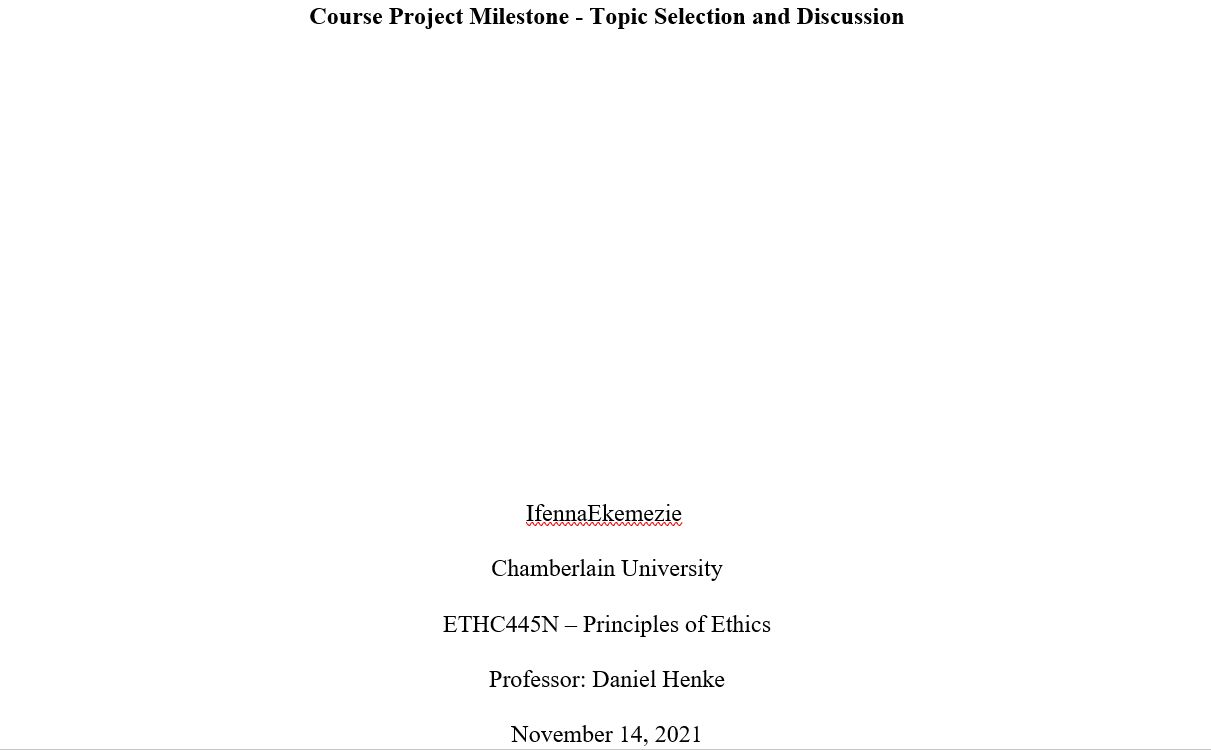 (Answered) ETHC445N Week 3 Assignment: Course Project Milestone - Scol Tutorials