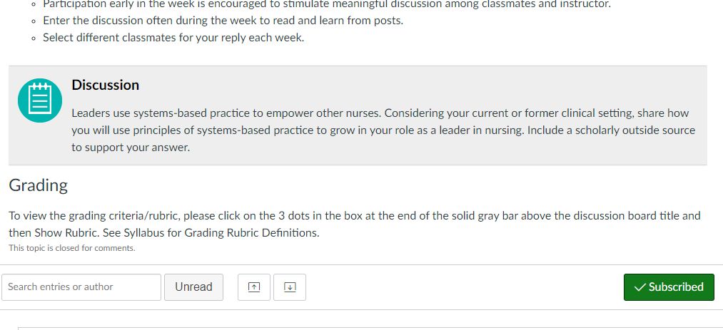(Answered) NR351 Week 7 Discussion: Leaders and Systems-Based Practice ...