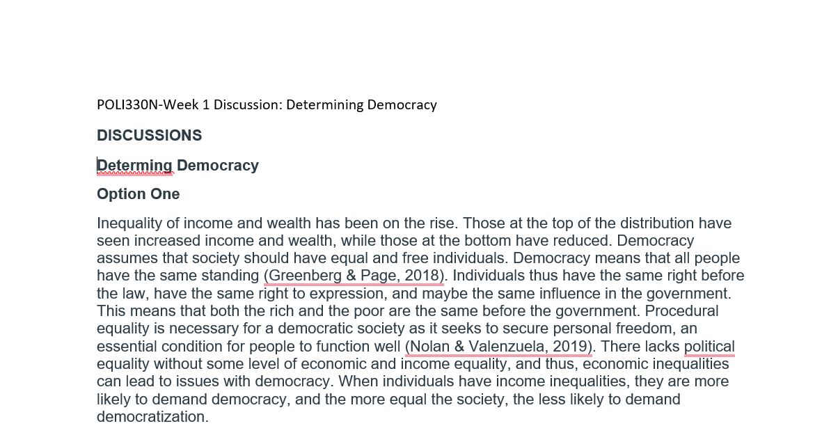 (Answered) POLI330N Week 1 Discussion: Determining Democracy - Scol ...