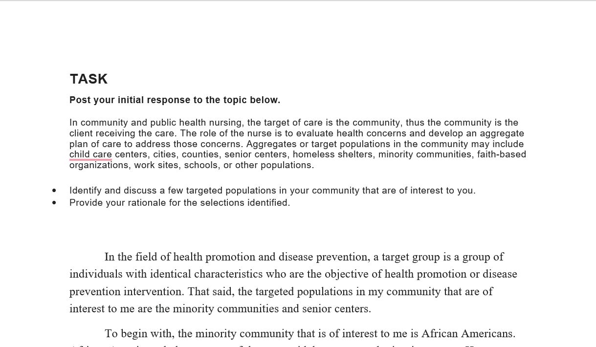 (Solution) NSG4076 Week 1 Discussion -targeted populations - Scol Tutorials