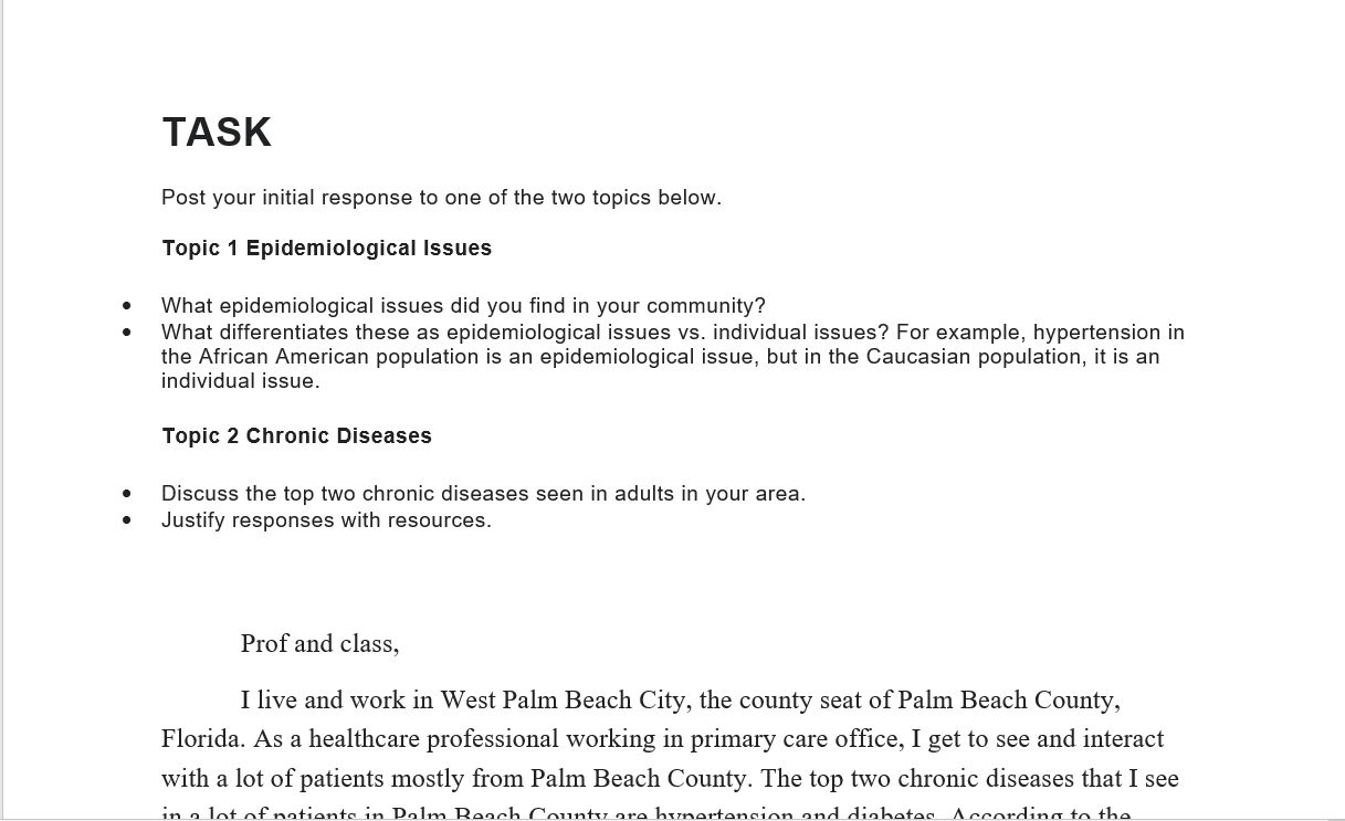 Solution Nsg4076 Week 5 Discussion Epidemiological Issues Scol Tutorials