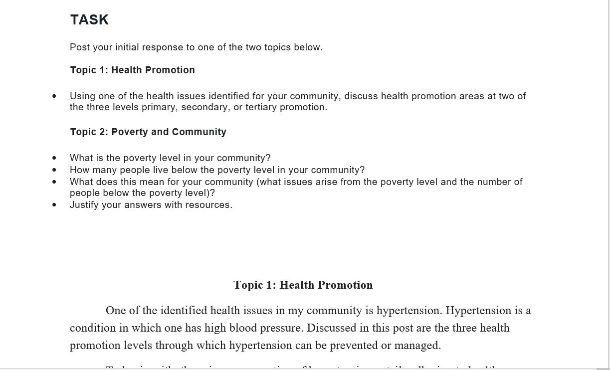 (Solution) NSG4076 Week 7 Discussion; Health Promotion - Scol Tutorials