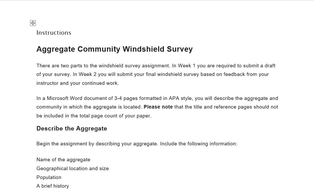 (Solution) NSG4076 Week 1 Project Aggregate Community Windshield Survey - Scol Tutorials
