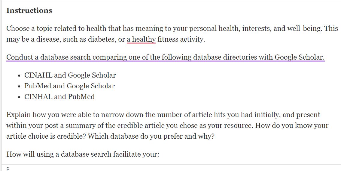 (Answered) NR360 Week 2: Database Search - Scol Tutorials