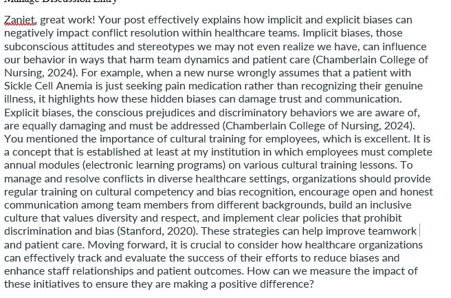 (Solved) NR447 Week 3 Discussion: Conflict Resolution - Scol Tutorials