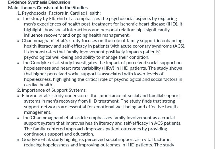 (Solved) NR715 Week 5: Discussion Evidence Synthesis - Scol Tutorials
