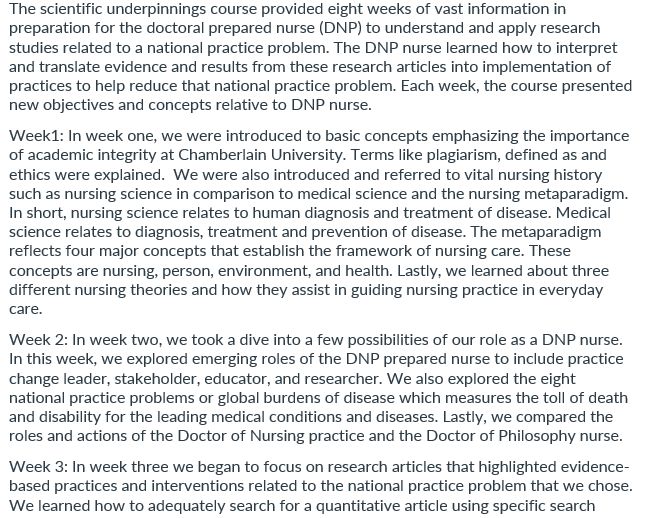 ( Entire week 1-8) NR715 Scientific Underpinnings-Kyzar - Scol Tutorials